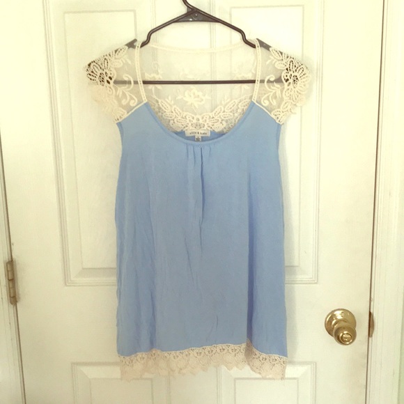 Tops | Nwot Light Blue Lace Top | Poshmark